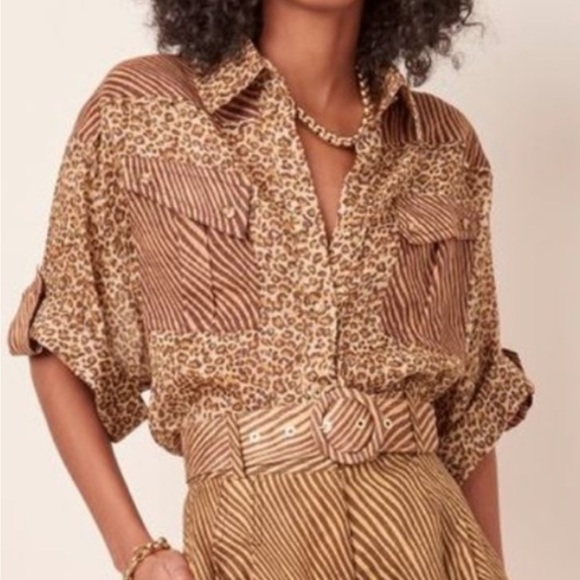 Zimmermann | Tops | Zimmermann Empire Ramie Mixed Animal Print Zebra ...